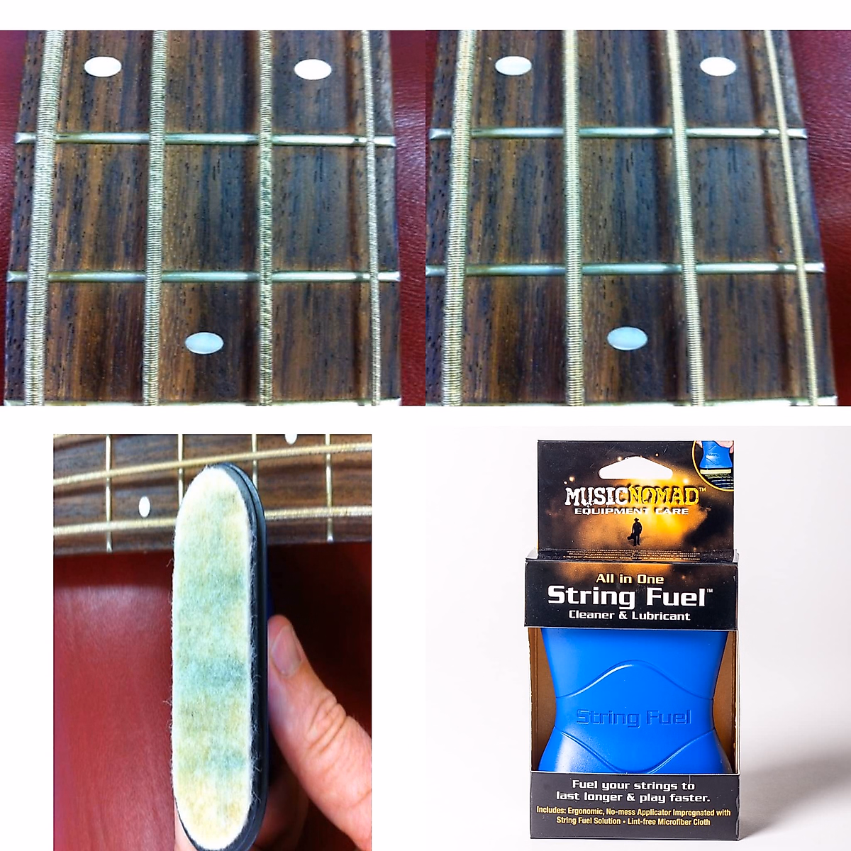 MusicNomad String Fuel Guitar String Cleaner & Lubricant Plus Microfiber Cloth (MN109)