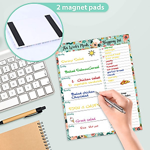 Weekly Meal Planner - Grocery List Magnetic Notepads 7" x 9" Meal Planning Pad with Tear Off Shopping List for Convenient Shopping - Notepad with Magnet for Refrigerator or Desk