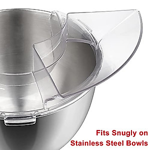 FIRJOY Pouring Shield for KitchenAid 4.5 and 5 Quart Stainless Steel Bowls ONLY - Secure Fit Splash Guard Accessory for KitchenAid Tilt-Head Stand Mixers (Clear)