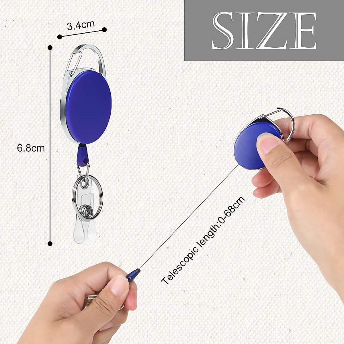 AOMIG 3PCS Retractable Badge Reel with Carabiner Badge Holder, Badge Reels Retractable Heavy Duty with Carabiner Reel Clip and Ring, Badge Holders for ID Card Key Keychain(Pink&Purple&Blue)