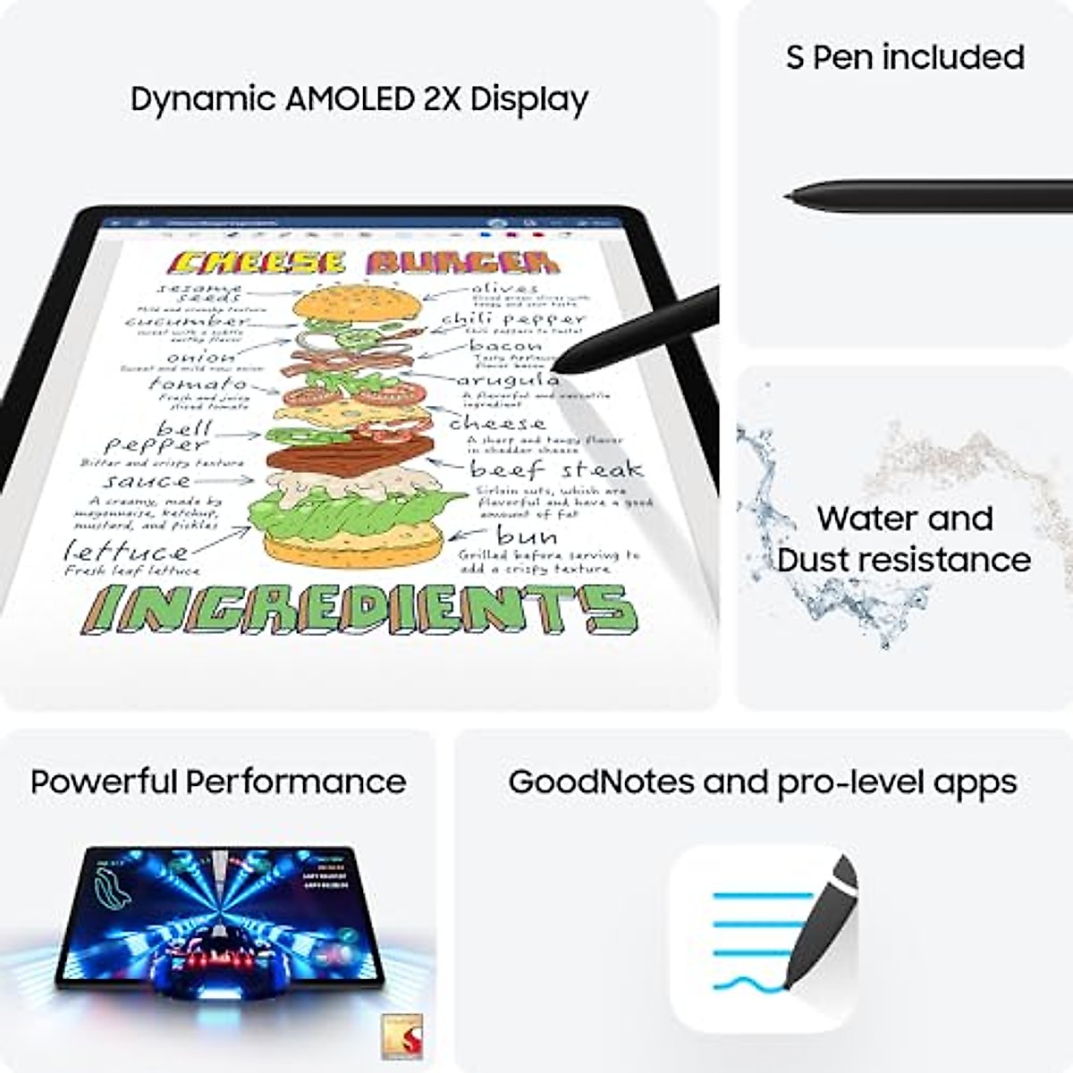 SAMSUNG Galaxy Tab S9 11” 256GB WiFi 7 Android AI Tablet, Snapdragon 8 Gen 2 Processor, AMOLED Screen, Durable Design, S Pen Included, Long Battery Life, Auto Focus Camera, US Version, 2023, Graphite