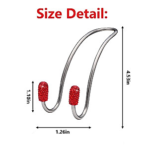 Bling Car Seat Hooks, Rhinestone Universal Organizer Hooks Car Headrest Hangers Hooks, Bag Organizers Rack and Hanger, Strong and Durable Auto Backseat Storage Hooks (B-Red)