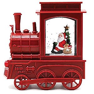 7" Pre-Lit Santa in Train Christmas Glitter Snow Globe