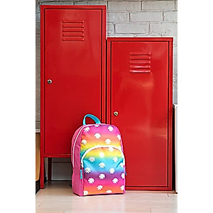 Trail maker 15 Inch Backpack for Boys Girls, Kids Backpacks for Preschool, Kindergarten, Elementary with Adjustable Padded Straps (Dancing Rainbow Daisies)