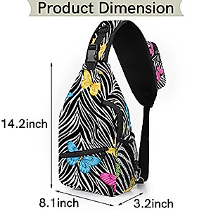 Sling Bag for Women, Mini Crossbody Shoulder Chest Small Backpack for Travel Hiking (Butterfly)