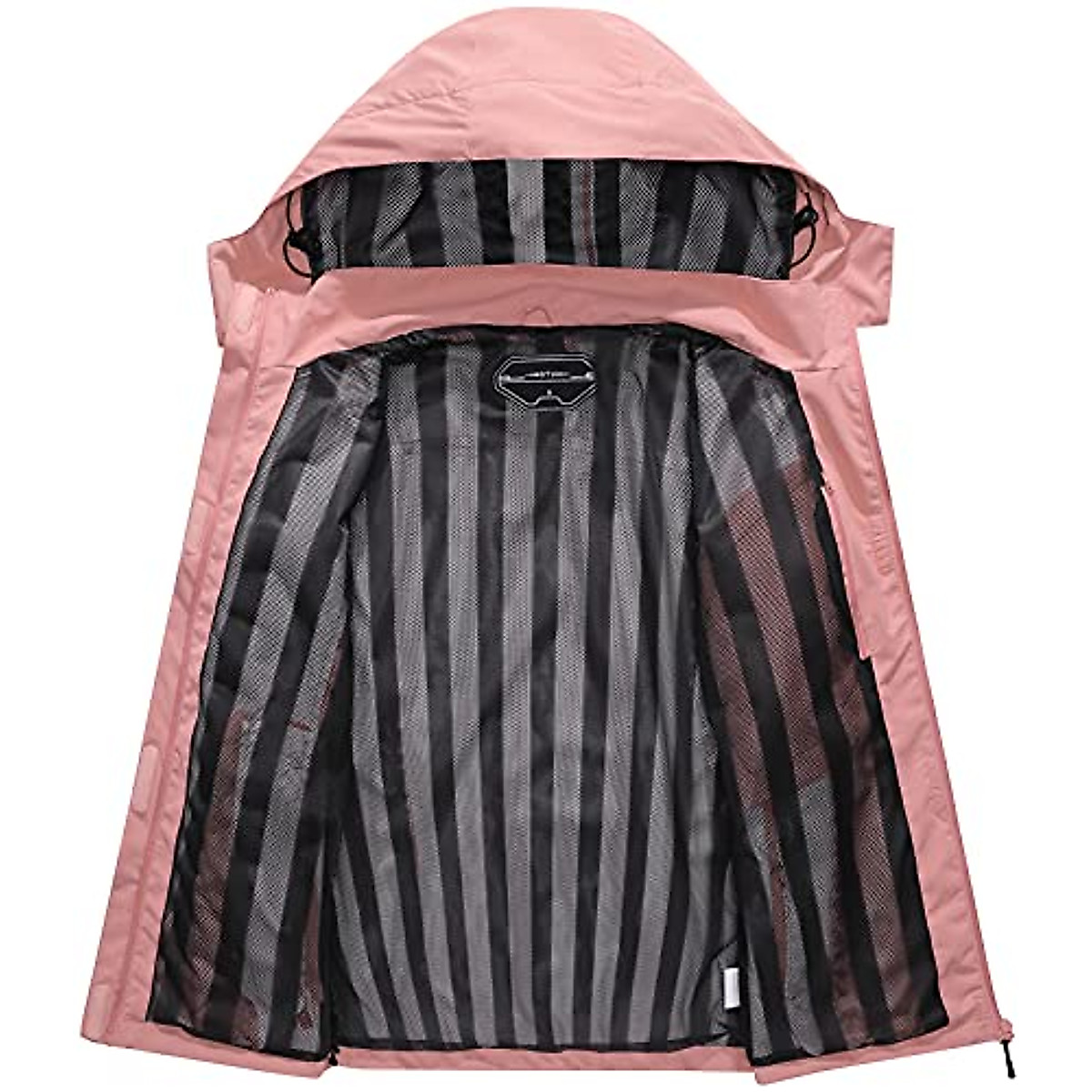 OTU Women's Waterproof Rain Jacket Lightweight Hooded Raincoat for Hiking Travel Outdoor Pink XL