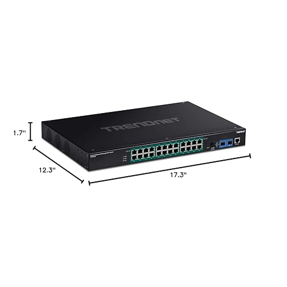 TRENDnet 26-Port Industrial Gigabit L2 Managed PoE+ Switch, TI-RP262i, 1U 19” Rackmount, 24 x Gigabit PoE+ Ports, 2 x SFP Slots (100/1000Base-FX), IP30, VLAN, QoS, 685W PoE Power Budget, Fanless