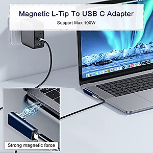 Etre Jeune USB C to Magnetic L-Tip Adapter, Works with Type-C 100W Power Fast Charging Converter Compatible with Magnetic 1 Mac Book Pro Air (2006-2012), 1Count, Black