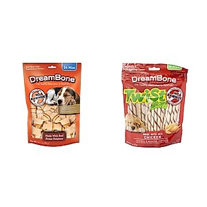 DreamBone Sweet Potato Dog Chew (24 Piece/Pack), Mini & Twist Sticks, Rawhide-Free Chews for Dogs, with Real Chicken, 50-Count