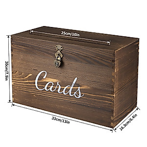 MDLUU Wood Wedding Card Box, Rustic Wedding Money Case with Lock, Envelope Holder Card Receiving Box for Wedding, Reception, Birthday Party (Brown)