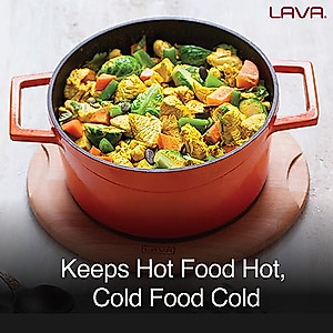 LAVA 3.7 Quarts Cast Iron Dutch Oven: Multipurpose Stylish Round Shape Dutch Oven Pot with Three Layers of Enamel Coated with Trendy Lid (Red)