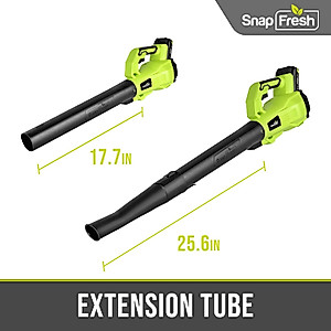 SnapFresh Cordless Leaf Blower - 180 CFM Leaf Blower with Battery & Charger, 2 Section Tubes, Free Control Speed,Lightweight, Electric Leaf Blower for Blowing Leaves, Lawn Care, Dust & Other Debris