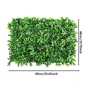 DETTELIN Artificial Hedge Plant Panel, 16x24inch Topiary Hedge Plant Grass Wall Privacy Hedge Screen Panels, Vine Leaf Greenery Backdrop Decoration