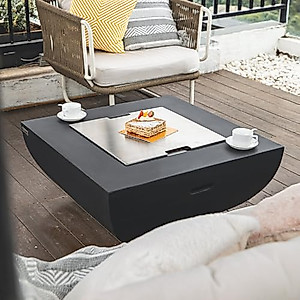 Aurora Concrete Fire Pit 34" x 34" Outdoor Patio Firepit Includes Lava Rocks Modern Fire Pits & Outdoor Fireplaces for Garden, Deck, Indoor & Outdoor Heating