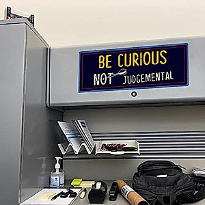 Flinelife Be Curious Not Judgemental Sign, 16 x 6, Be Curious Motivational Wall Art Decor - Perfect for Fans