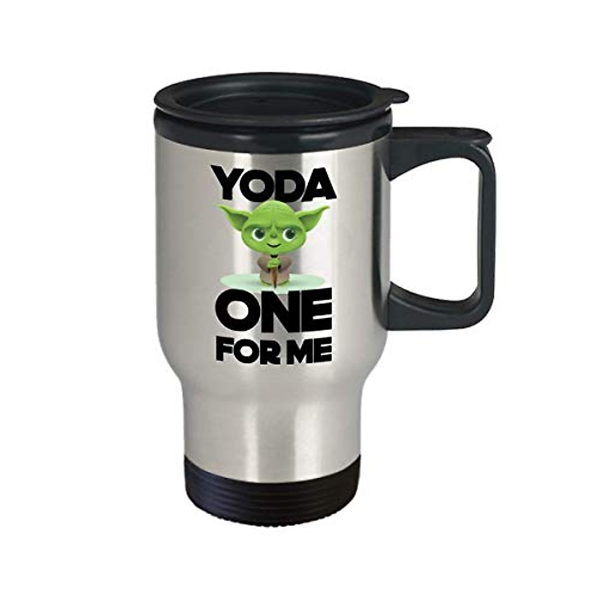Yoda One For Me Travel Mug for Valentines Day Boyfriend Anniversary Mugs for Men or Women Funny Pun Coffee Cup