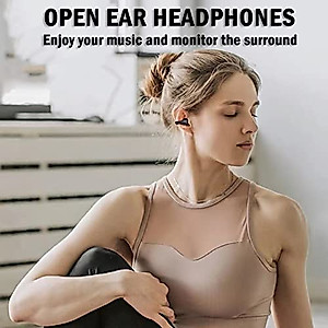 Mudtun Wireless Ear Clip Bone Conduction Headphones Open Ear Earbuds Bluetooth for Windows Android iPhone, Clip On Sport Earbuds Waterproof Outer Headphones for Running Cycling Workout Black