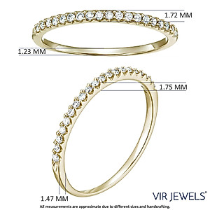Vir Jewels 1/6 cttw Micro Pave Diamond Wedding Band for Women in 10K Yellow Gold Prong Set, Size 7.5