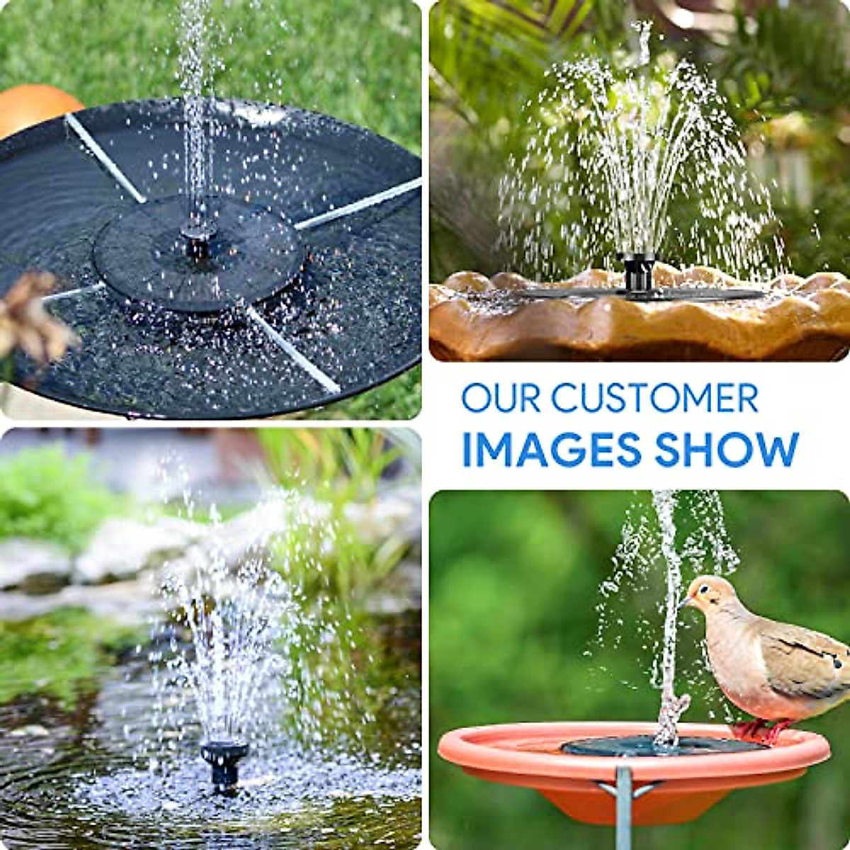GOLDFLOWER Solar Fountain, Floating Solar Powered Water Fountain Pump for Bird Bath, Garden, Pond, Pool, Outdoor (2.5W)