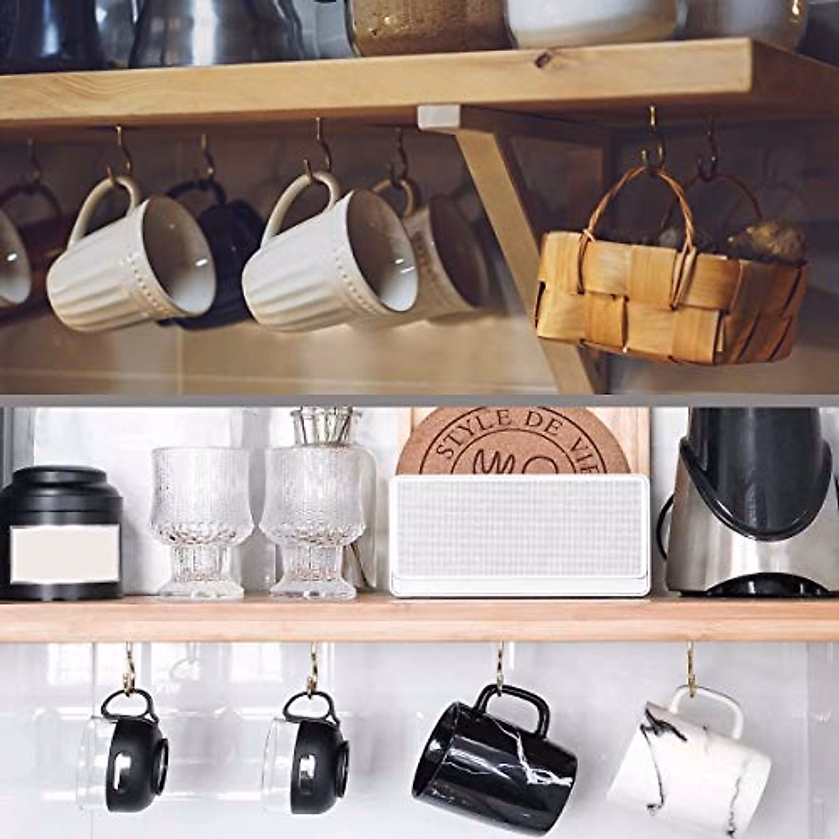 Chenzt 2" Antique Bronze Cup Hooks,Big Screw in Hooks,2 Inch Antique Brass Ceiling Hooks,Christmas Lights and Plant Hanger Hooks,Drapery Curtain Tieback Hooks,Indoor and Outdoor Hooks 20Pcs