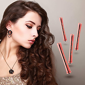 48 Pieces Plastic Pink Perm Rods Long Variety Hair Perm Rods Hair Curling Roller Rods for Women Girls Hair Hairdressing Styling Tools