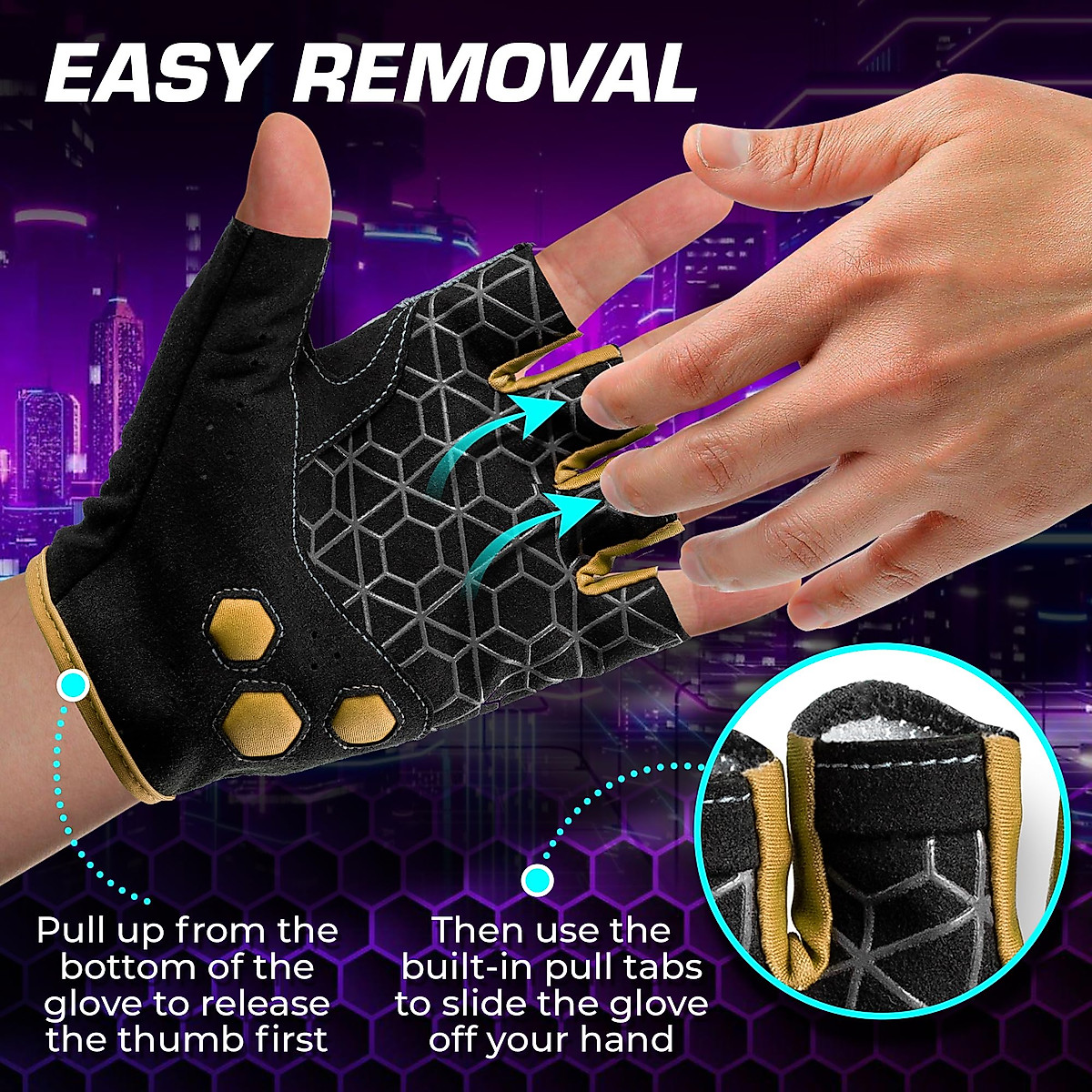 CTEN Series Gaming Gloves - Great Comfort and Grip, Perfect Gaming Gloves for Sweaty Hands, Ideal Gamer Gloves for PC, VR Gloves, Gray-Gold-Large