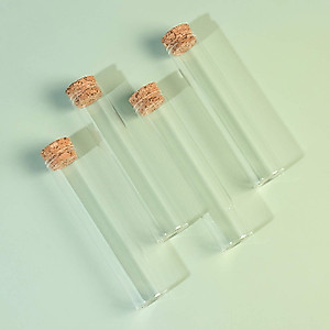JODIO Glass Test Tubes,18PCS 60ml Clear Flat Test Tubes with Corks Stopper,for Scientific Experiments, Party Decorations, Candy Storage,as Bath Salt Containers(25x150mm)