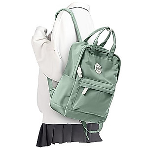 WEPOET Small School Backpacks For Travel,Cute Waterproof Bookbag For Teens Girls,Lightweight 14 inch Laptop College Back Packs Men,Aesthetic High School Bag(Light Green)