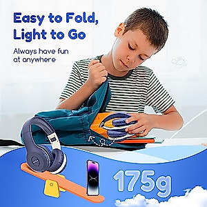 Kids Bluetooth Headphones, EarFun K2 Kids Headphones with Volume Limited, 40H Playtime, Bluetooth 5.0 Headphones with Mic, Stereo Sound, Foldable Over-Ear Headphones for Kids/School/Travel/iPad/Tablet