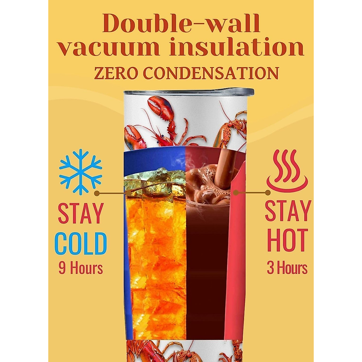 Onebttl Lobster Goods - Lobster Mug & Lovers Present, 20oz Stainless Steel Tumbler, Insulated Gift with Lid