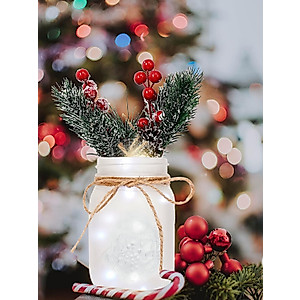 CNVOILA Christmas Centerpiece, Christmas Decor Mason Jars, Mantle Centerpiece Table Decorations, Holiday Table Centerpieces Bulk, Home Mantle Decor, Coffee Table Christmas Decor – 3PC