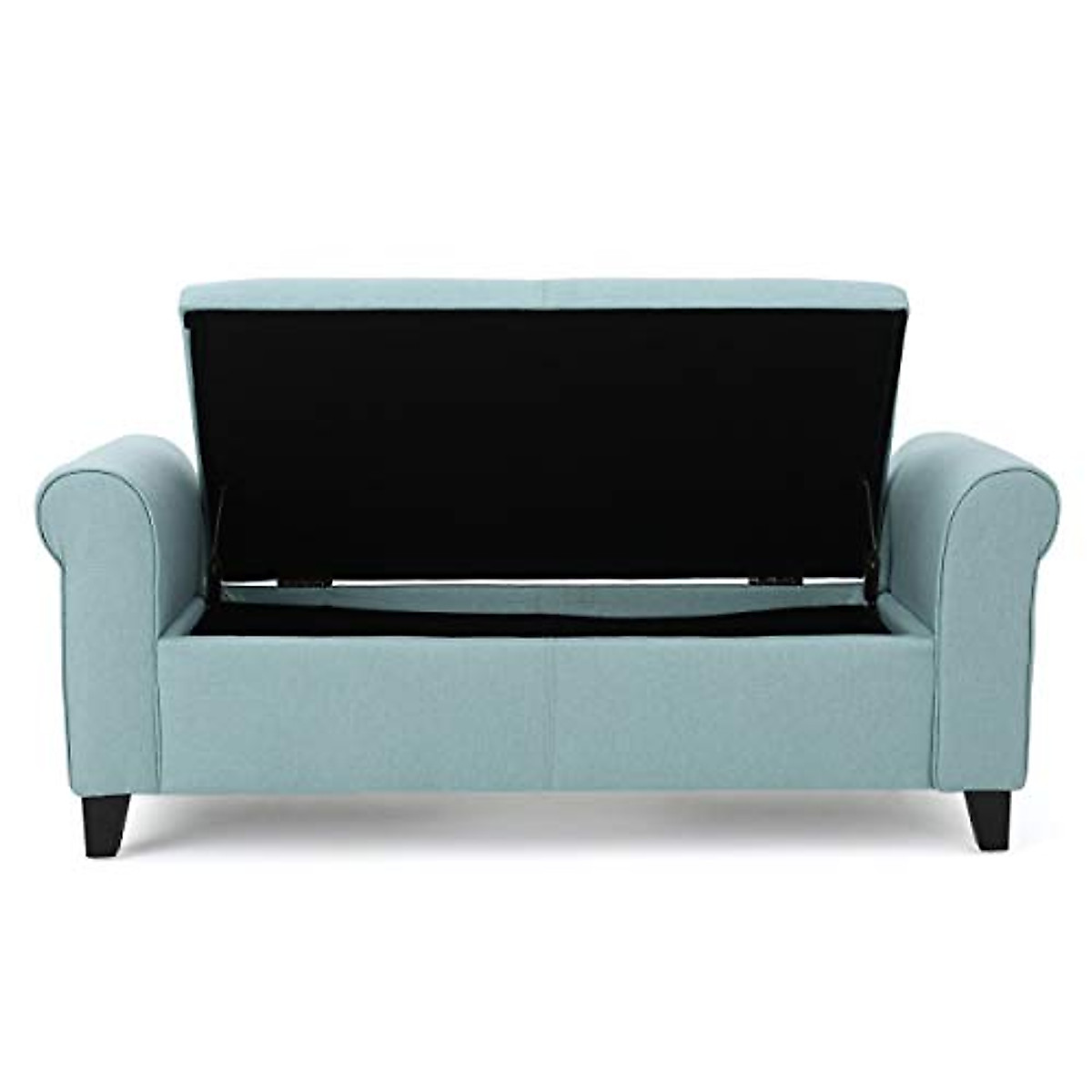 Christopher Knight Home Hayes Armed Fabric Storage Bench, Light Blue, 19.75 inches deep x 50.00 inches wide x 19.50 inches high