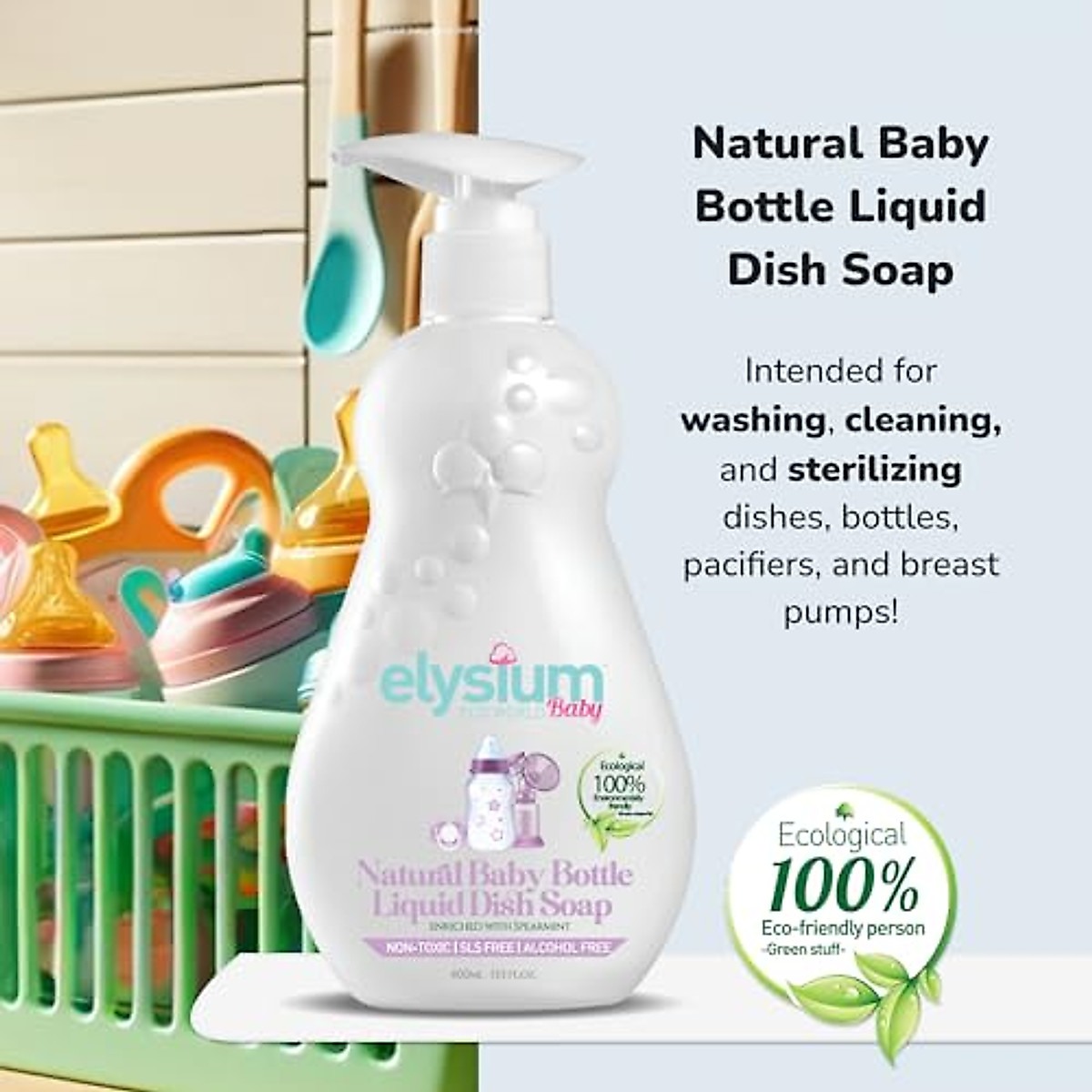 Premium Baby Dish Soap And Baby Bottle Cleaner Baby Bottle Soap Non - Toxic Ingredients Ecological Liquid Formula for Effective & Easy Cleaning Baby Travel Essentials 13.5 Fl Oz Pack Of 2