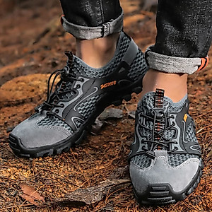 YING LAN Men Women Quick Drying Water Shoes Non- Slip Beach Swim Aqua Shoes for Water Sport Diving Sailing Kayaking Boating Fishing Barefoot Pool Surf Gray