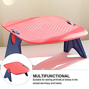 Cabilock Shoe Slot Space Simple Shoe Holder Shoe Slots Organizer Shoe Racks for Closet Organization No Assembly Require Plastic Shoes Holder for Home Storage (Red Blue) Dorm Shoe Shelf Shoes Stand