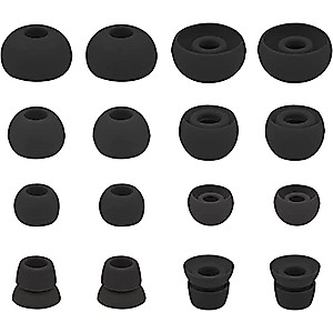 ALXCD Ear Tips for Powerbeats3 Wireless Earphone, SML 3 Sizes 6 Pair Earbud Tips & 2 Pair Double Flange Silicone Replacement Ear Tip Cushion, Fit for Beats Powerbeats 3 Wireless 3 [8 Pair](Black)