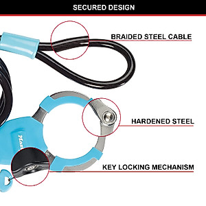 Master Lock 8275EURDPROBLU Cable Bike Lock with Cuff 1 Meter 8275EURDPROBLU-Best Used for Scooter, Troller, Strolers, Sport Equipments, Blue, One Size