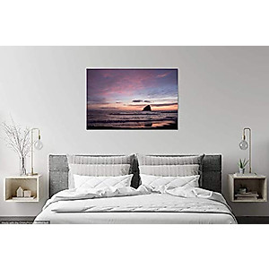 Coastal Sunset CANVAS Print Afterglow Glowing Pink Clouds Beach Photography Pastel Sky Oregon Coast Wall Art Nature Photo Ocean Home Decor Ready to Hang