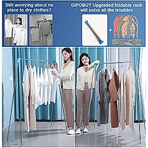GIPOBUY Portable Clothes Rack Folding Travel Garment Rack, Foldable Collapsible Clothing Rack, Portable Hanging Drying Rack for Dance,Outdoor,RV, New Upgraded Easy Lock and Release(Non-Heavy Duty)