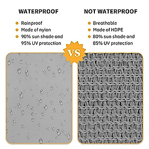 Artpuch 10'x13' Light Grey Waterproof Sun Shade Sail Canopy Cover for Patio Outdoor, 185 GSM Water Resistant Rectangle Backyard Shade Sail for Garden Playground