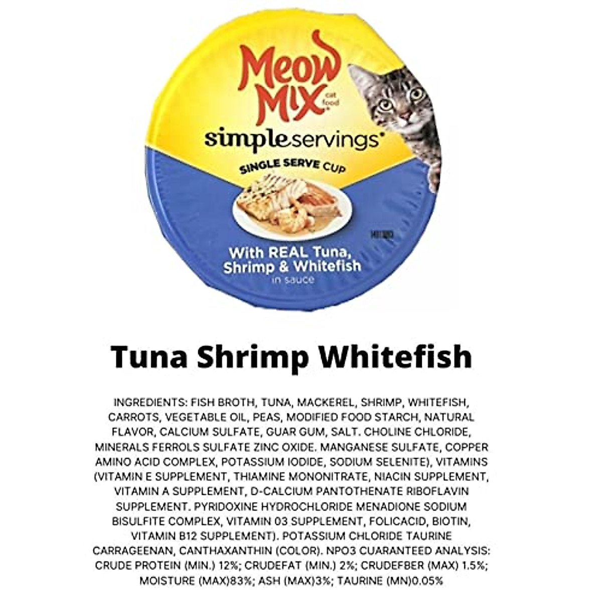 ILC Buy Meow Mix Simple Servings Variety Bundle| 6 Flavors,(2) Each: Chicken Turkey, Tuna Whitefish, Chicken Beef, Tuna Salmon, Chicken Breast, Tuna Shrimp (1.3 OZ) Plus Foam cat Toy Ball Magnet.