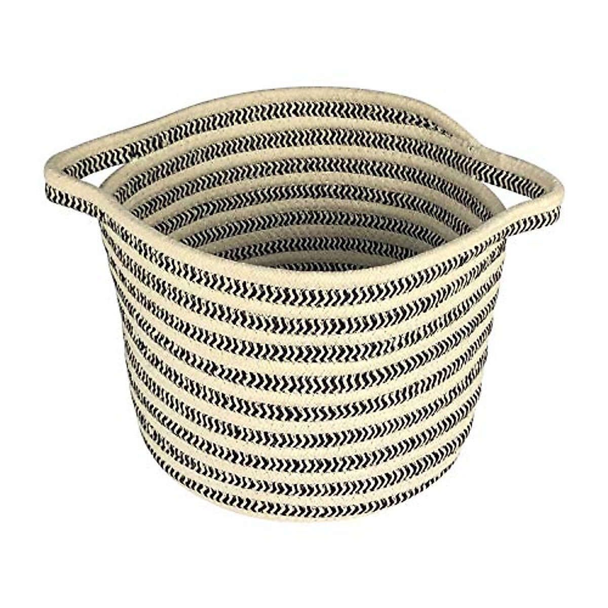 ZP Home Goods Cotton Rope Basket - Set of 2 for Kitchen, Bathroom, Laundry, Nursery, Craft, pet, Kids, Living Room, Closet, mud Room, Gift and Storage (Black)