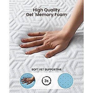 UniPon 3 Inch Gel Memory Foam Mattress Topper Twin, Medium Firm Mattress Topper, High Density Foam Bed Topper for Pressure Relief, Removable & Washable Cover, CertiPUR-US Certified