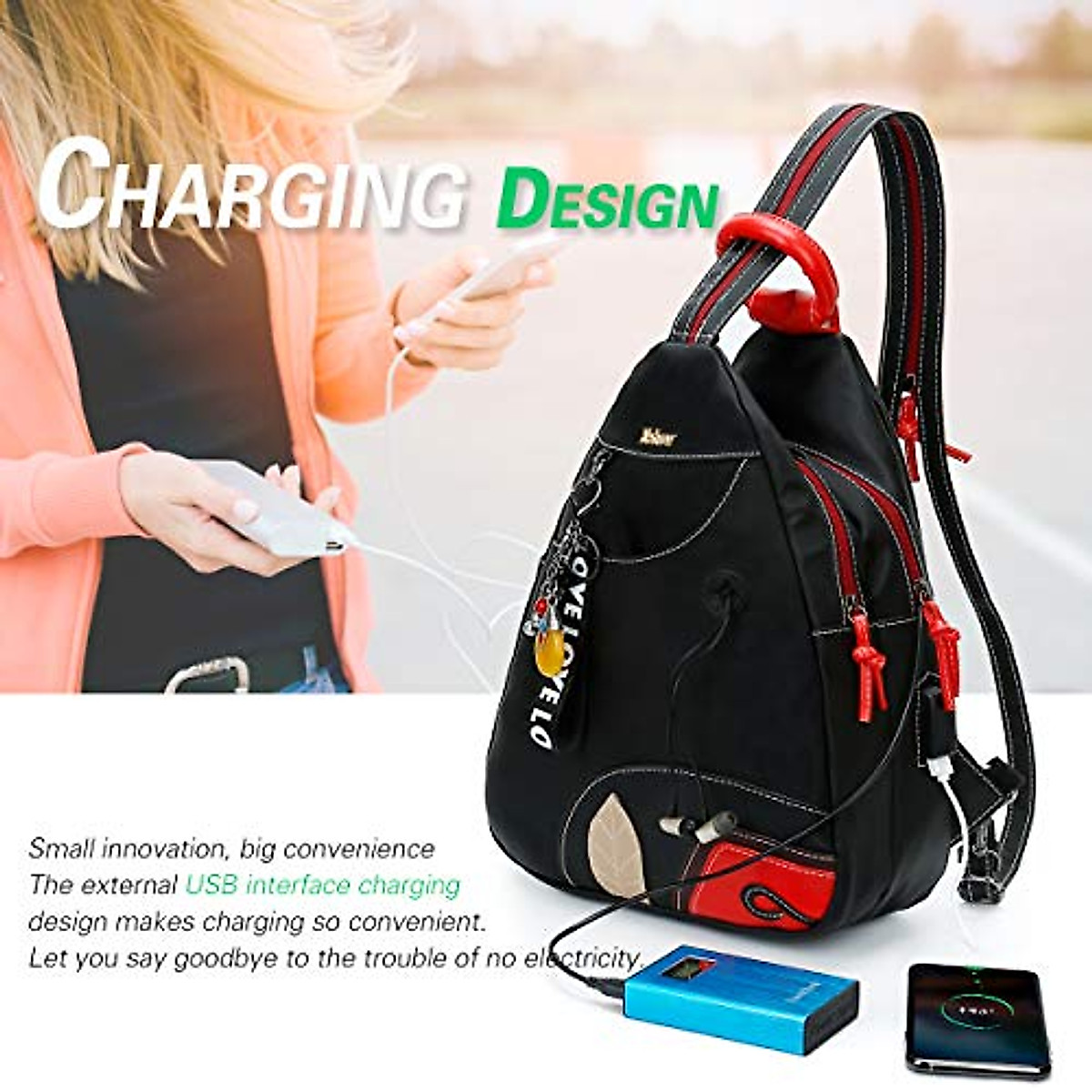 Eshow Small Backpack Purse for Women Nylon Backpack Purse - 2 Way Convertible Casual School Backpacks Hobo Handbag