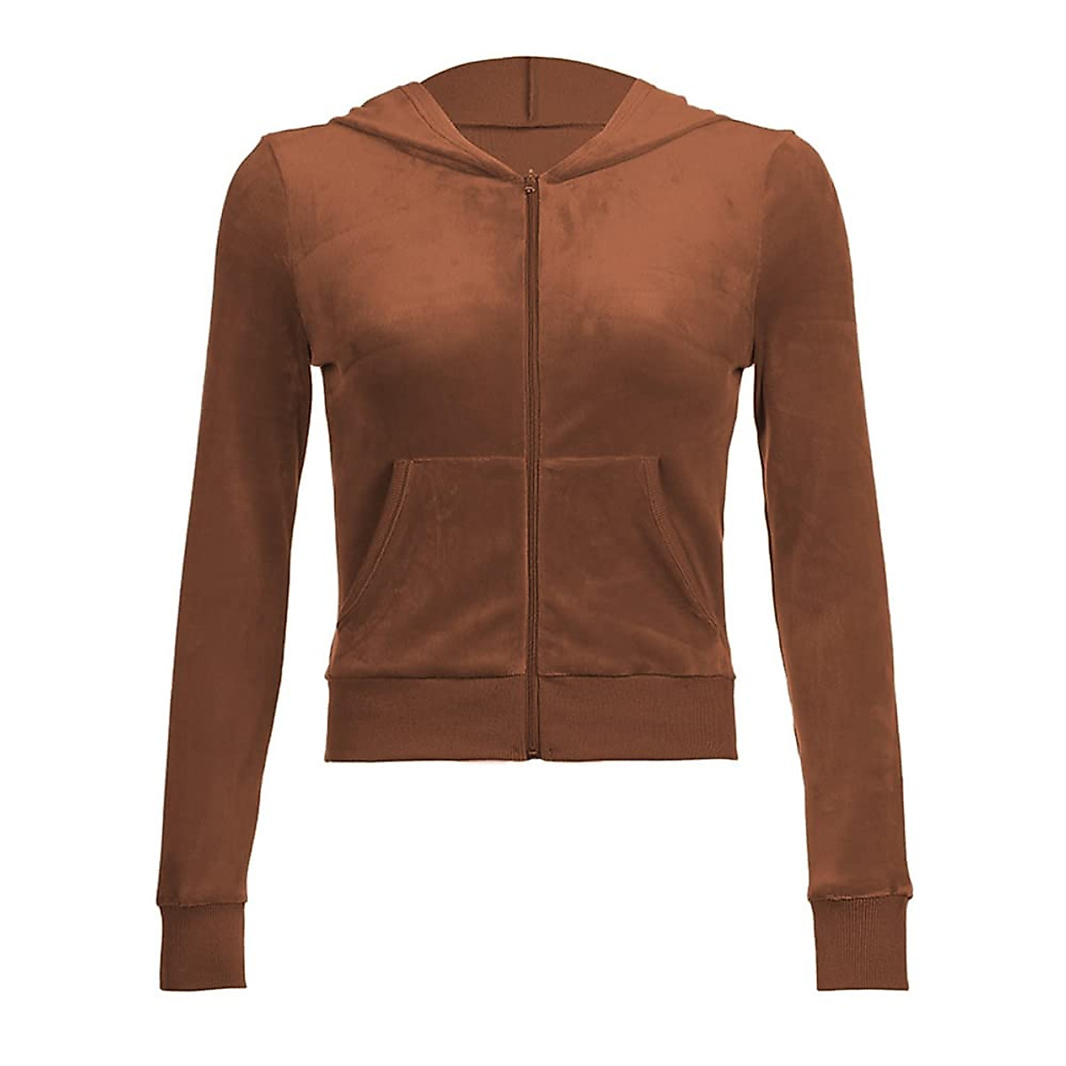 HBER Women's 2 Piece Velour Tracksuit Set Solid Color Long Sleeve Zipper Cropped Jacket and Sweatpants Y2K Sweatsuit Set