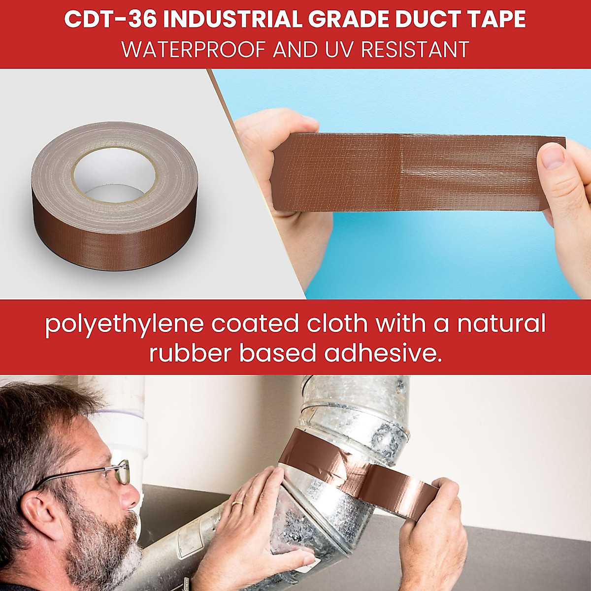 GGR Supplies T.R.U. CDT-36 Industrial Grade Duct Tape. Waterproof and UV Resistant. Multiple Colors Available. 60 Yards. (White, 1/2 in.)