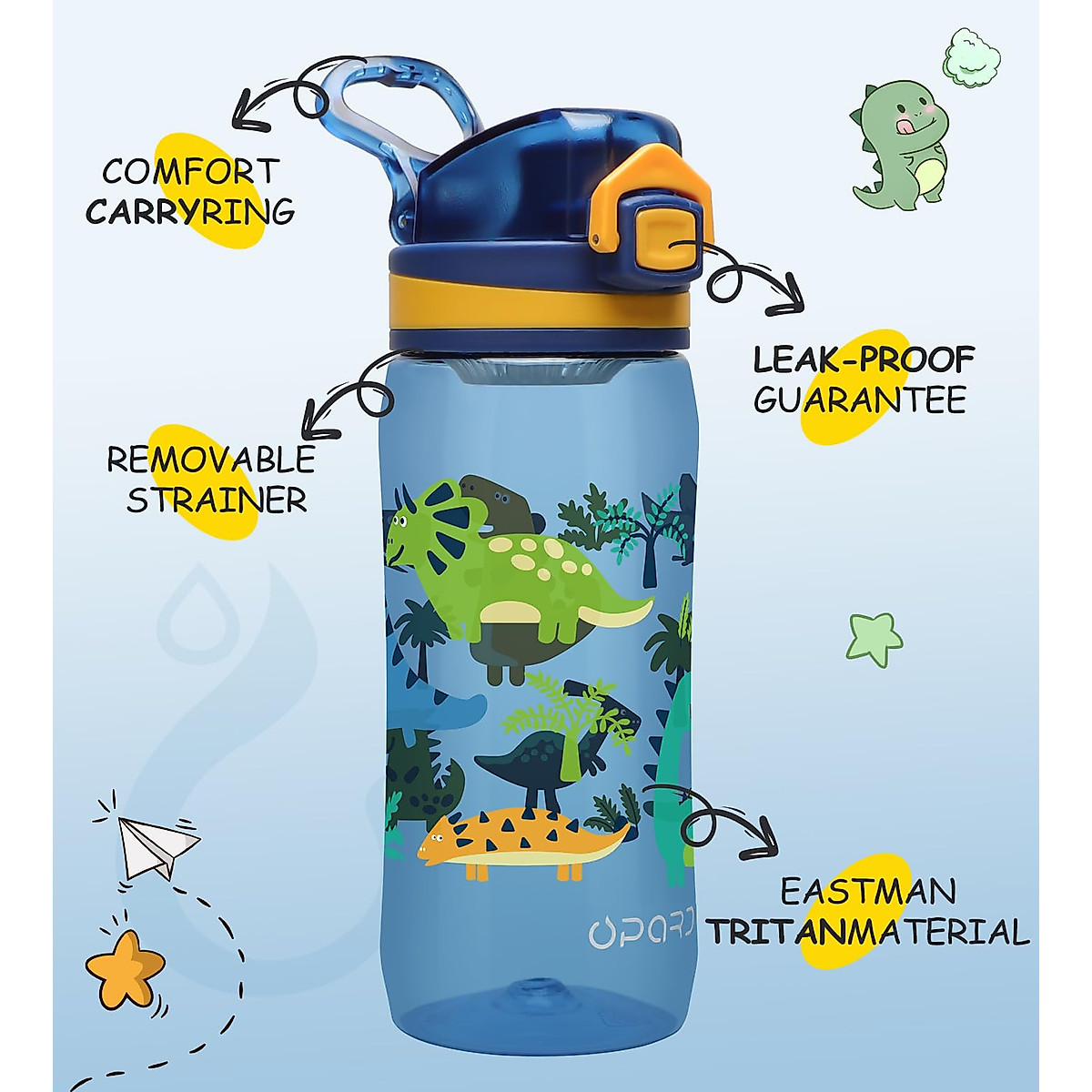 Opard 17oz Kids Water Bottle with Leak Proof Flip-Top Lid, Reusable BPA-Free Tritan for School and Travel