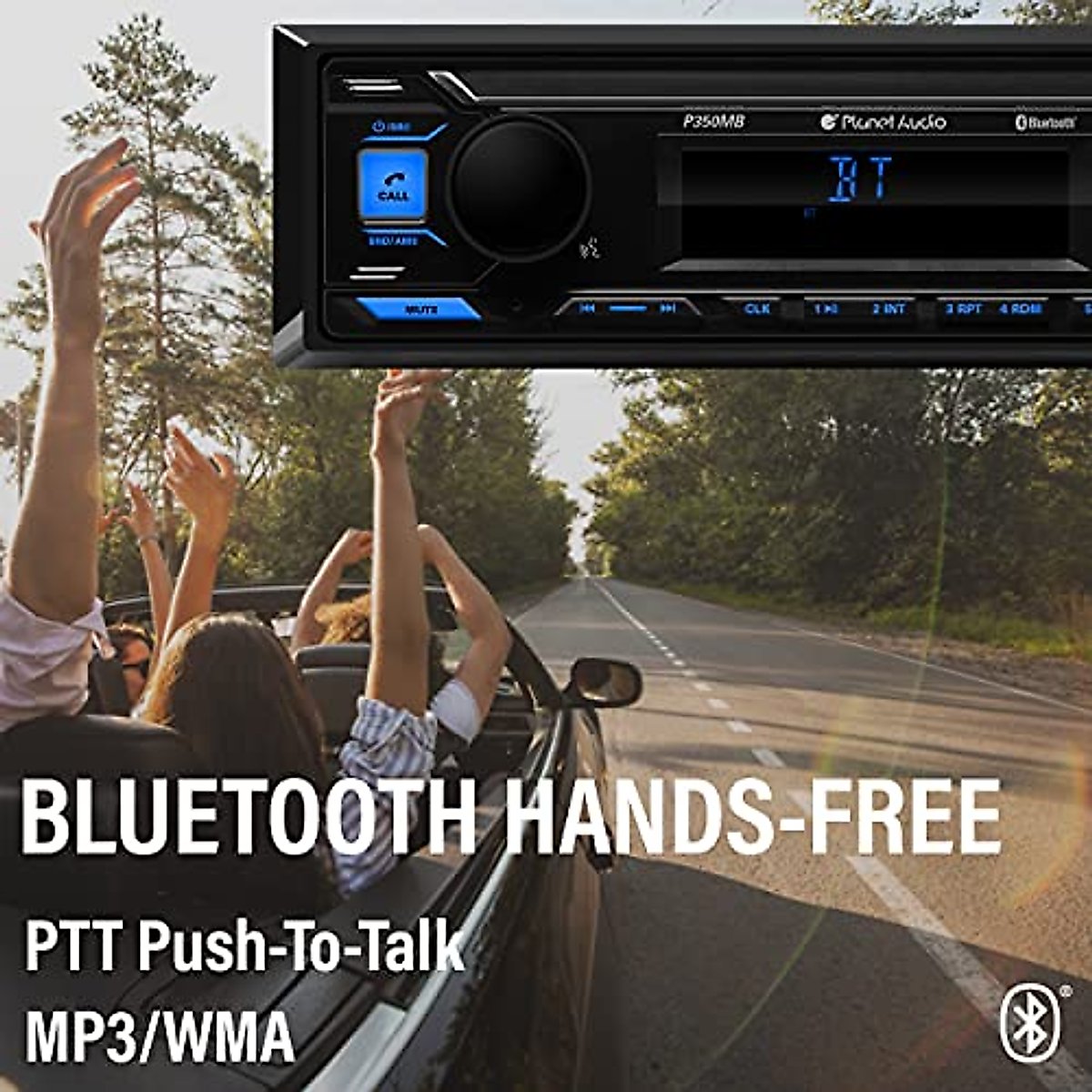 Planet Audio P350MB Car Audio Stereo System - Single Din, Bluetooth Audio and Calling Head Unit, MP3, USB Audio, USB Charging, AUX Input, AM/FM Radio Receiver, No CD Player, Hook Up to Amplifier