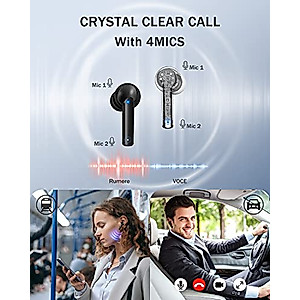 Wireless Earbuds Bluetooth 5.3 Headphones HiFi Stereo Wireless Headphones with 4 ENC Noise Clear Canceling Mic Wireless Headset with LED Display Charging Case 42H Playtime Touch Control IP7 Waterproof