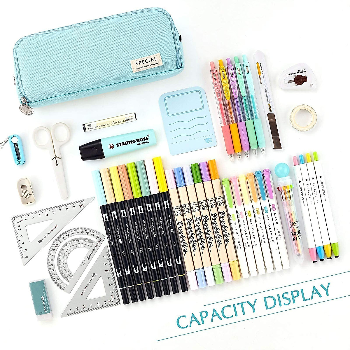 CICIMELON 2 Pencil Case Large Capacity Pen Pouch 3 Compartment Pen Bag for School Teen Girl Boy Men Women